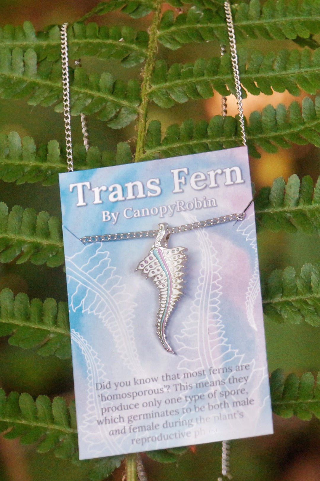 Trans Fern 3D Enamel Pride Pendant Necklace or Pin Badge Brooch With ...