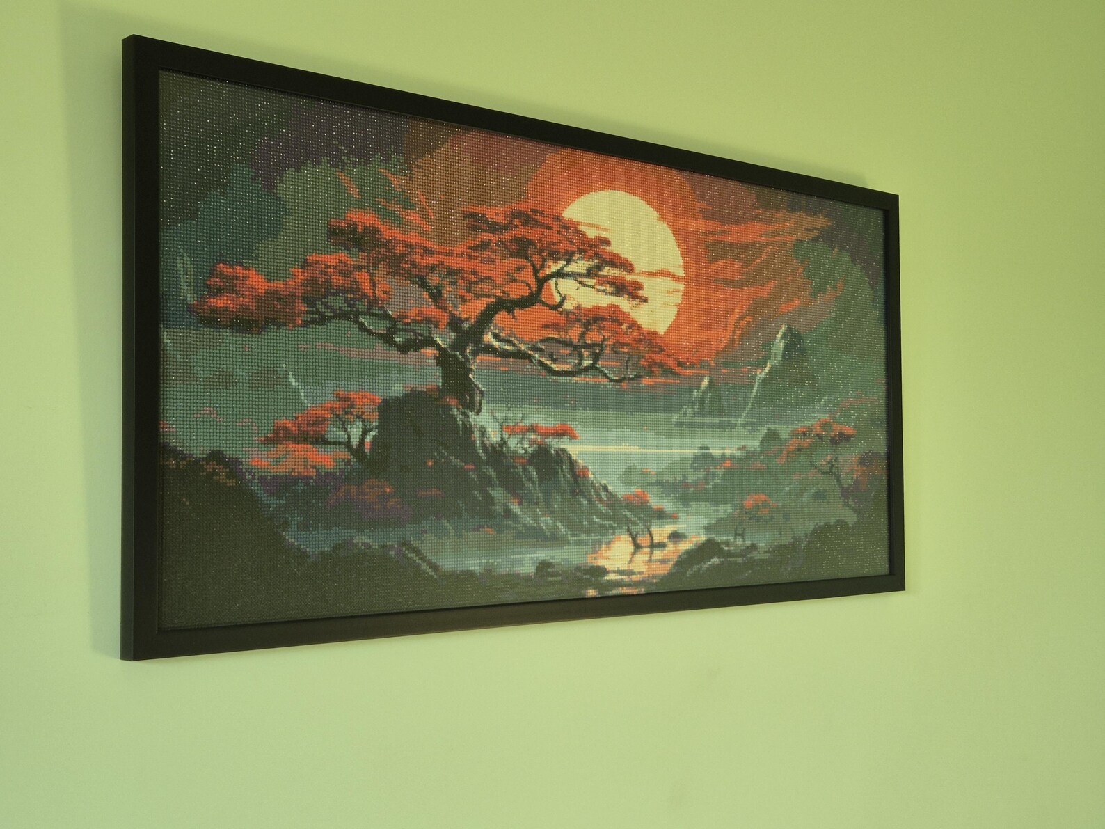 Full Moon Red Tree Landscape, Finished Diamond Painting 100x50 Cm/39x20 ...