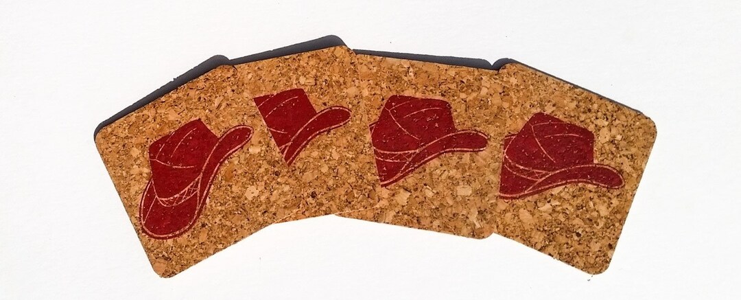 Western Coasters, Red Cowboy Hat, Hostess Gift, Housewarming Gift ...