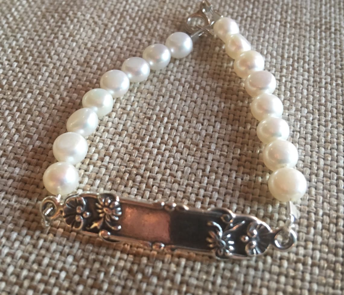 Baby Bracelet Bebe Bracelet ID Monogram Bracelet Flowers - Etsy