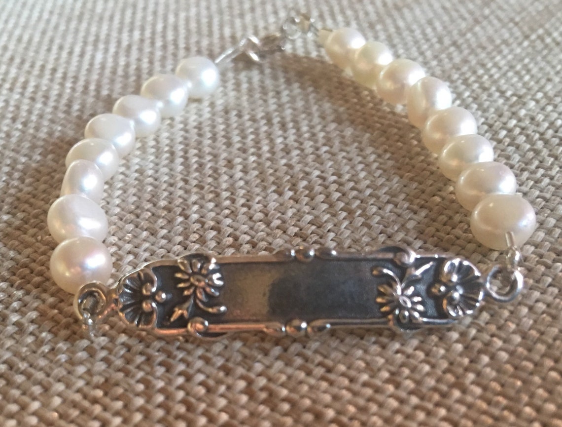 Baby Bracelet Bebe Bracelet ID Monogram Bracelet Flowers - Etsy