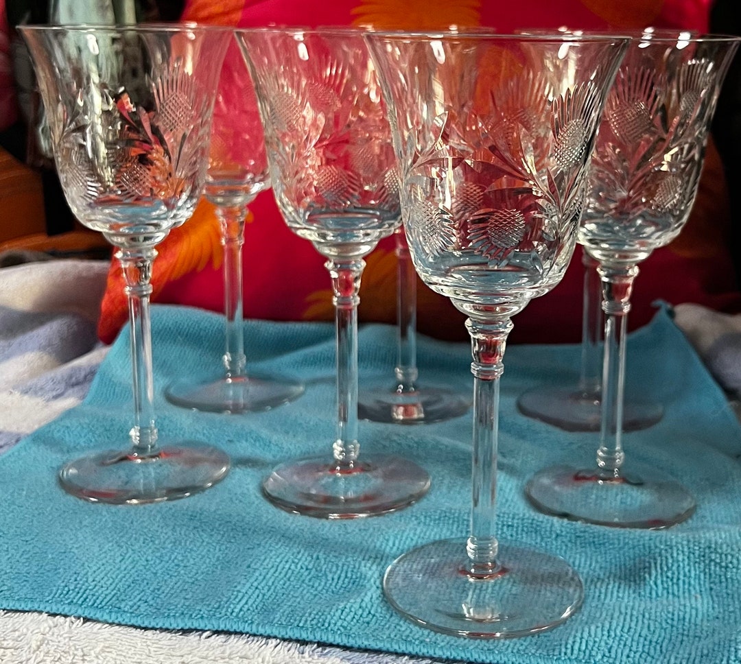 Scottish Thistle Crystal Etched Goblets, Thistle Pattern Collection ...