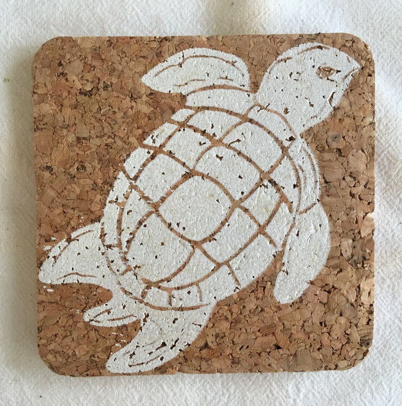 Sea Turtle-coastal Cork Coasters-hostess Gift/party/home - Etsy