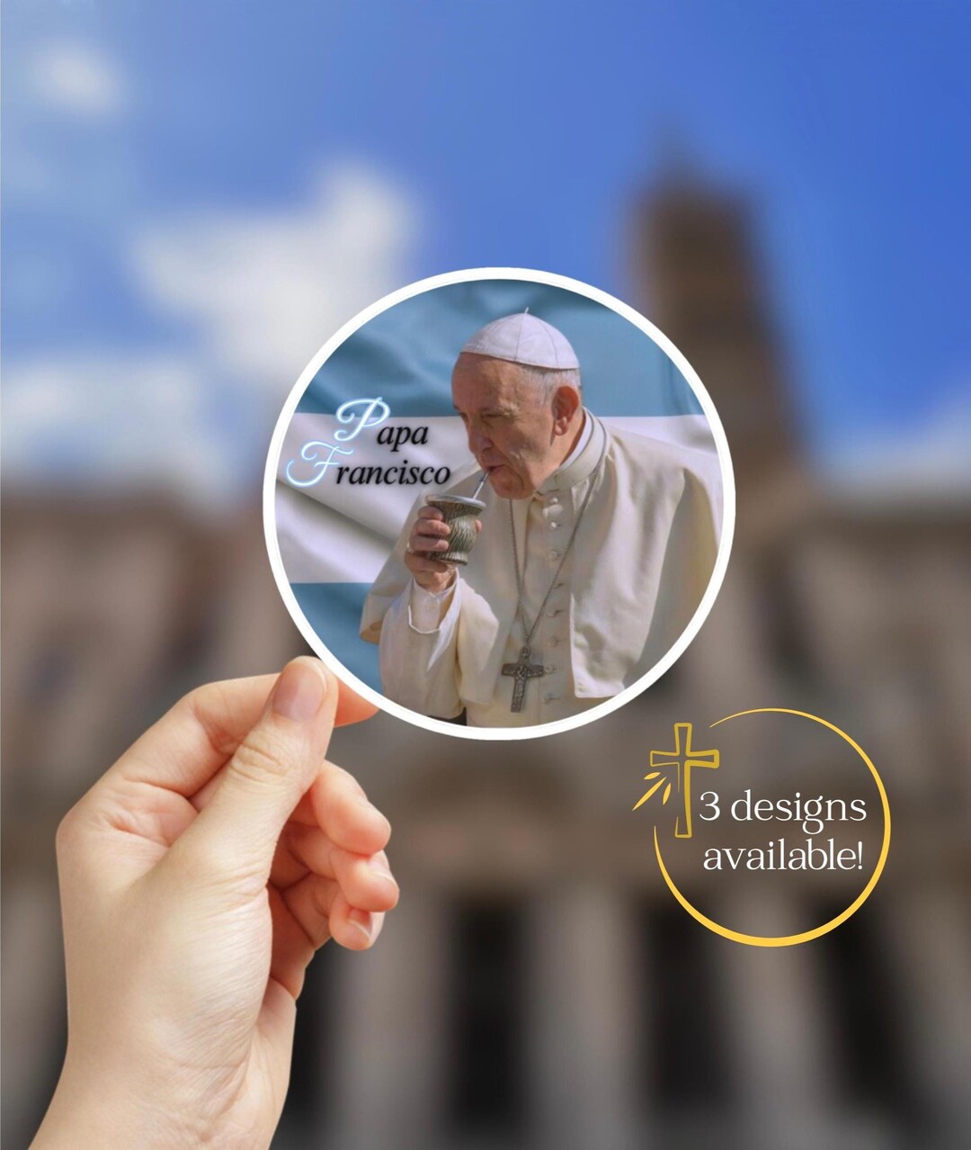 Papa Francisco With Yerba Mate | Pope Francis | Argentina Sticker | Fun ...