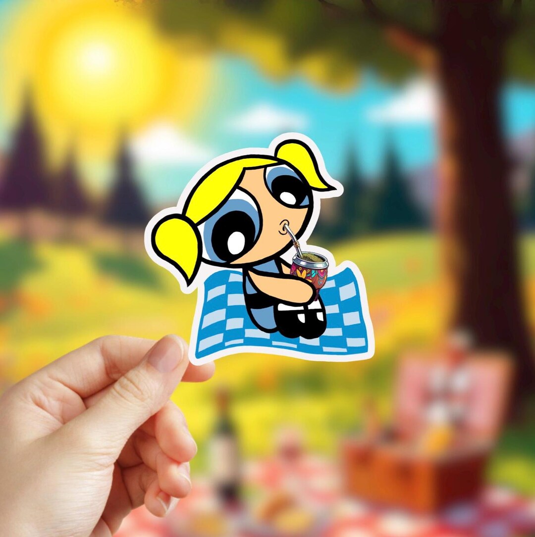 Bubbles the Powerpuff Girl Drinking Yerba Mate | Argentina Sticker ...