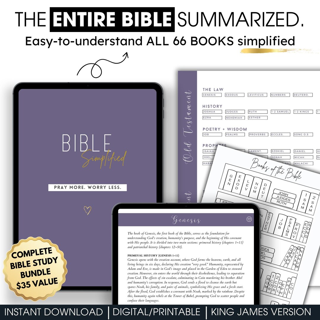 Entire Bible Made Simple, Bible Book Summary, Bible Study, Digital and ...