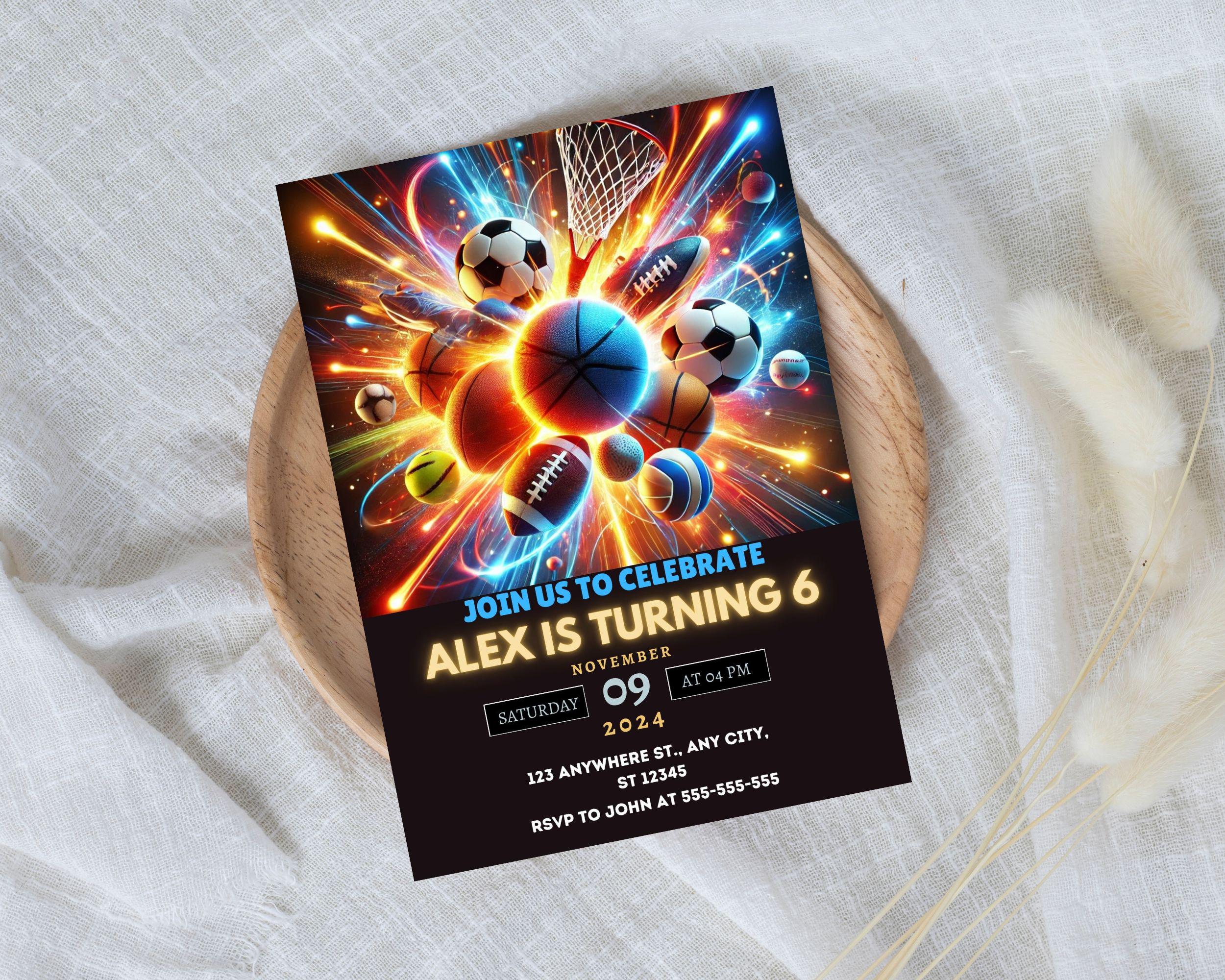 Editable Sports Invitation, Neon Sports Invites, Sports Flyer, Sport ...