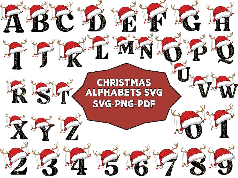 Christmas Alphabet PNG Bundle: A-Z Letters for Cricut (digital Download ...