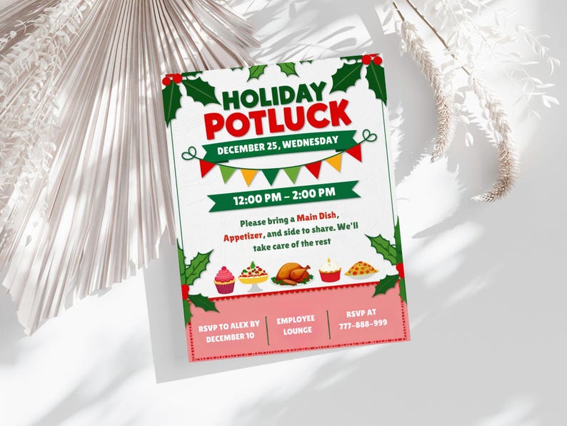 Editable Christmas Potluck Flyer Template (8.5"x11") - Etsy