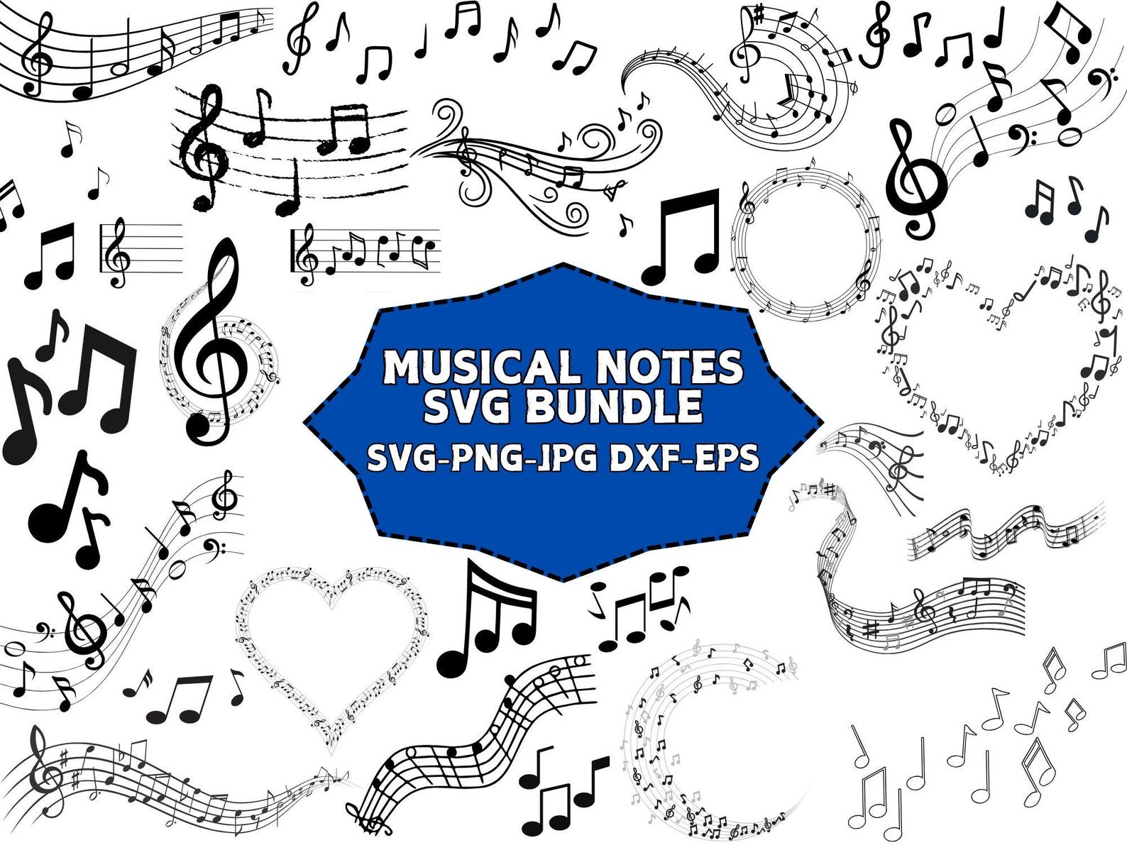 Music Notes SVG Bundle: Vector Clipart, Cut Files (digital Download) - Etsy