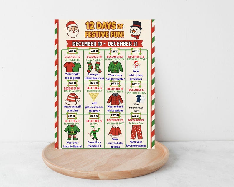 Christmas Dress up Days Flyer, School Spirit Week, 8.5x11 (digital ...