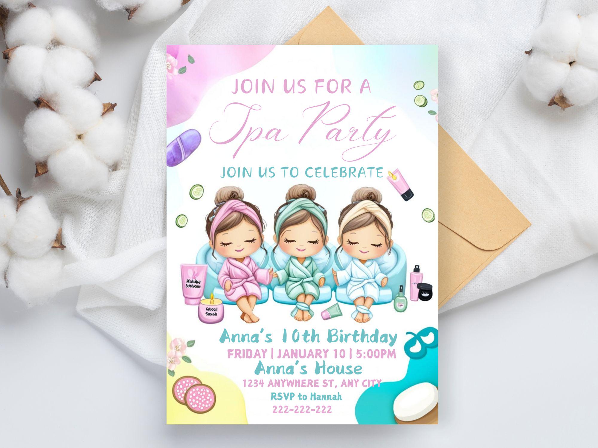 Spa Party Invitation, Spa Girls Birthday Invitation, Tween Birthday Spa ...