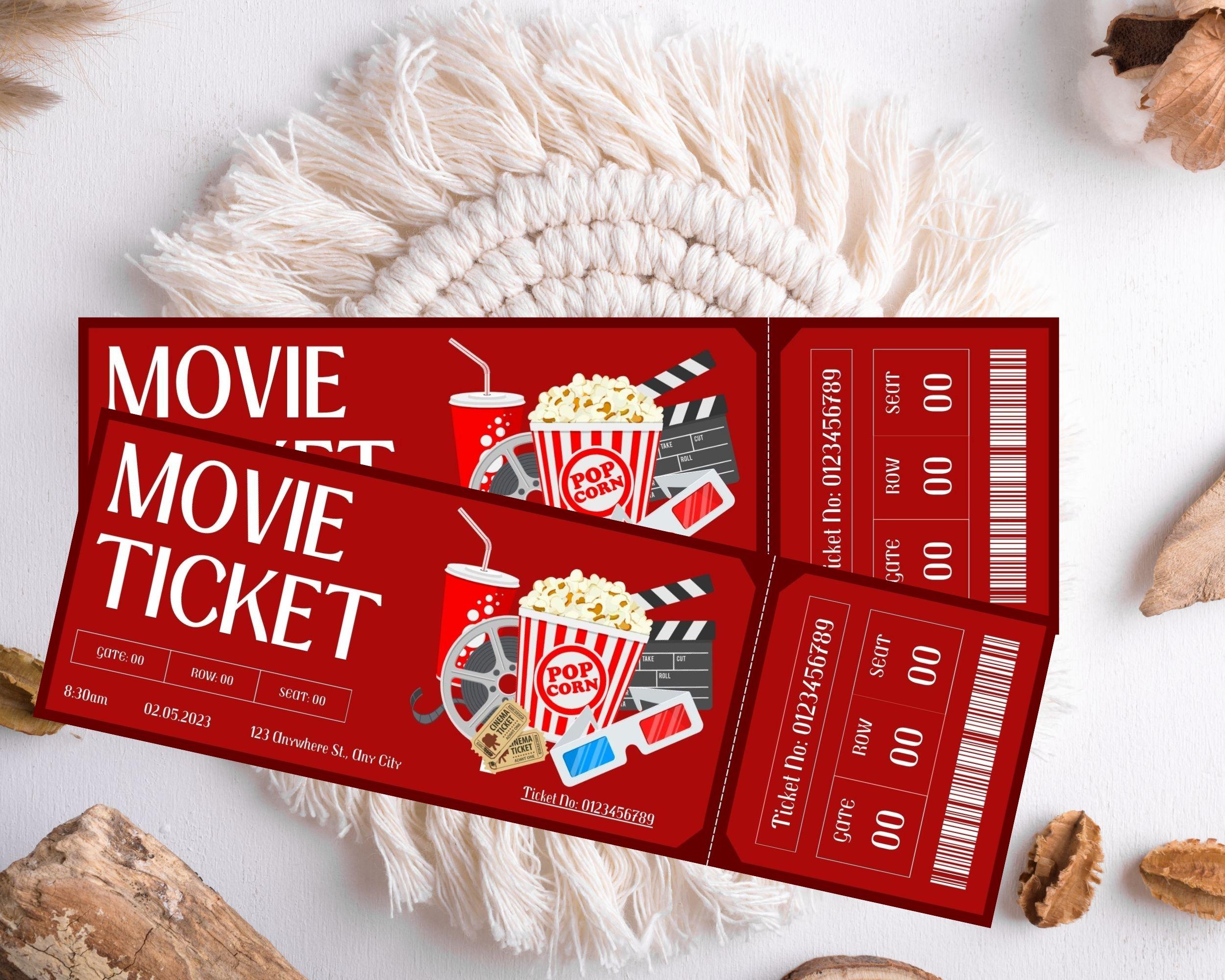 Editable Movie Night Ticket Template: Surprise Gift (digital Download ...