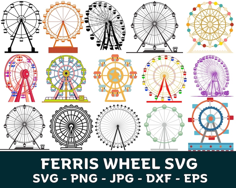 Ferris Wheel SVG Bundle, Ferris Wheel Dxf, Ferris Wheel Png, Ferris ...