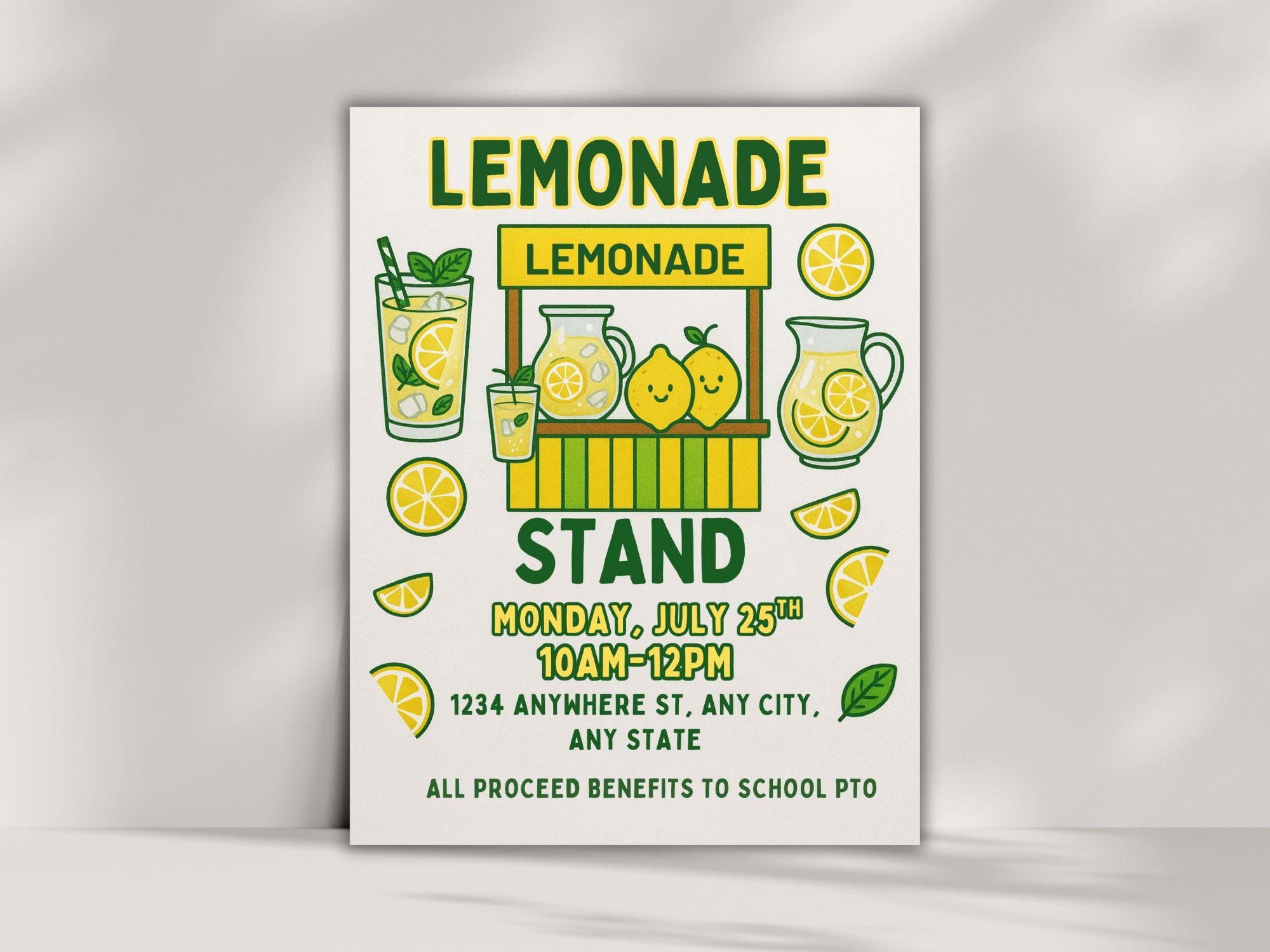 Editable Lemonade Stand Sign: Printable Summer Fundraiser Flyer (canva ...