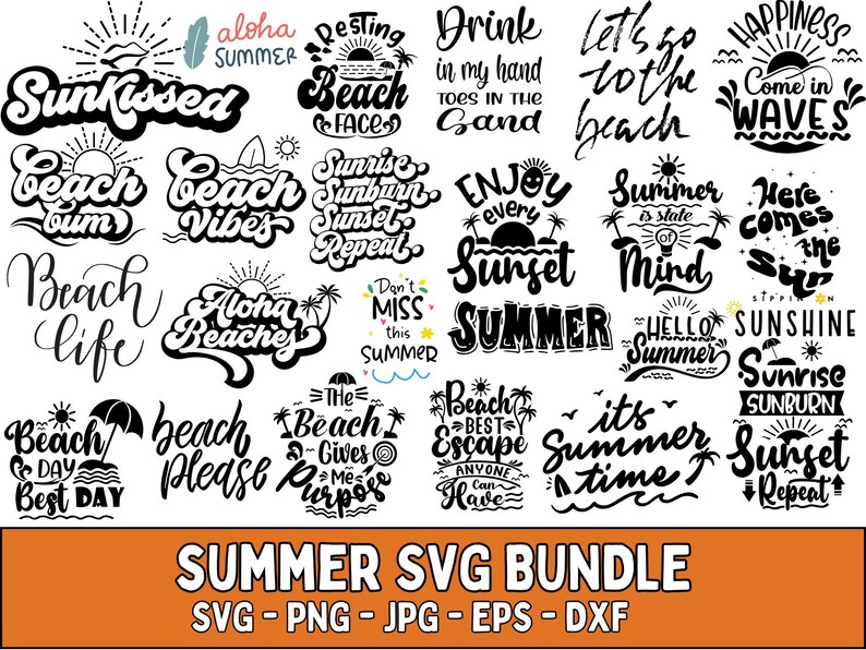 Summer SVG Bundle: Beach & Vacation Designs (digital Download) - Etsy