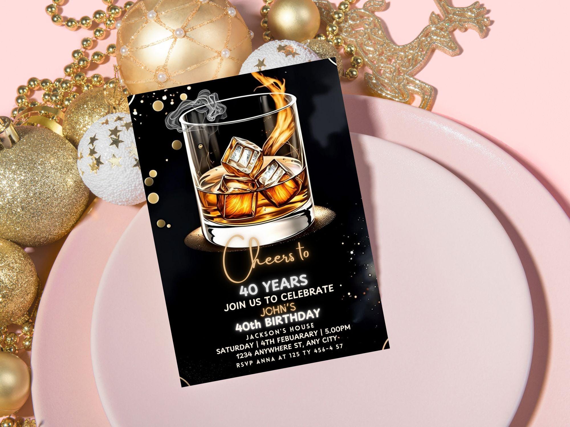 Whiskey Birthday Invitation, Surprise Party Adult, 30th 40th 50th Any ...