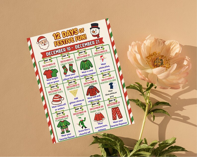 Christmas Dress up Days Flyer, School Spirit Week, 8.5x11 (digital ...