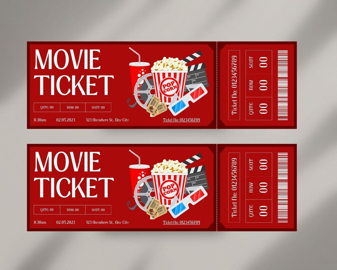 Editable Movie Night Ticket Template: Surprise Gift (digital Download ...