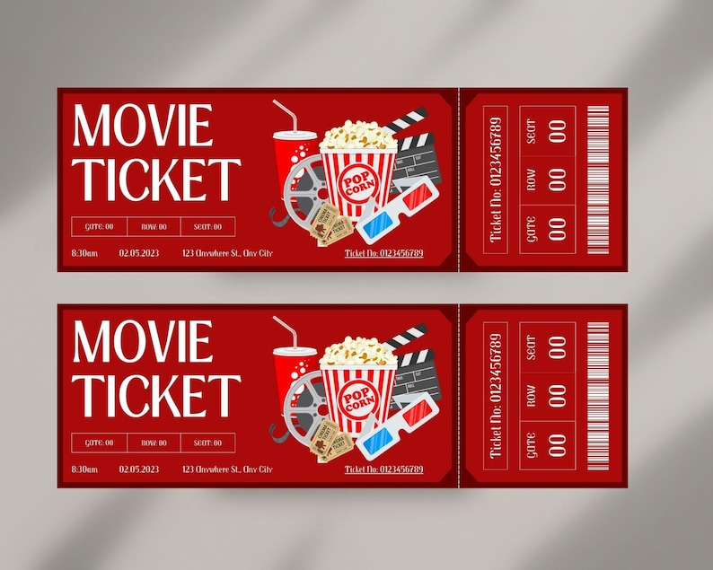 Editable Movie Night Ticket Template: Surprise Gift (digital Download ...