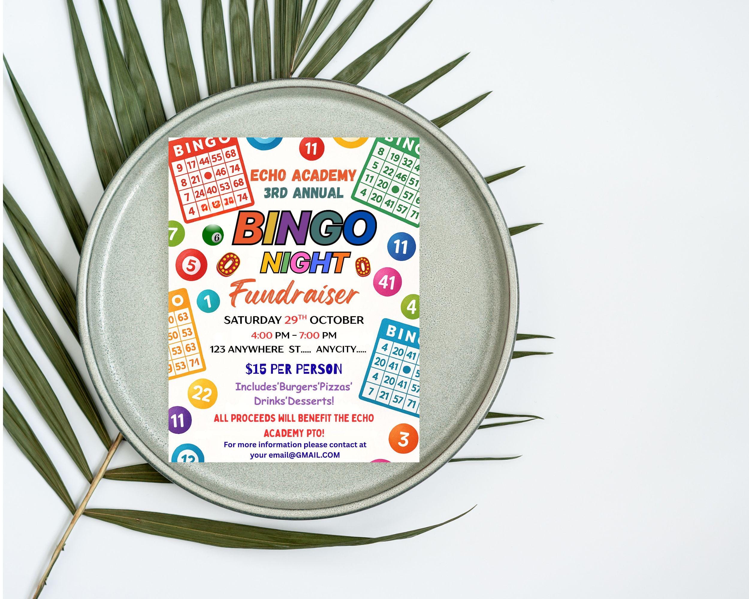Bingo Night Flyer Template: Family Game Fundraiser (canva Editable ...