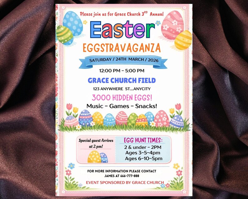 Editable Easter Egg Hunt Flyer, Printable Canva Party Invite (8.5 X 11 ...