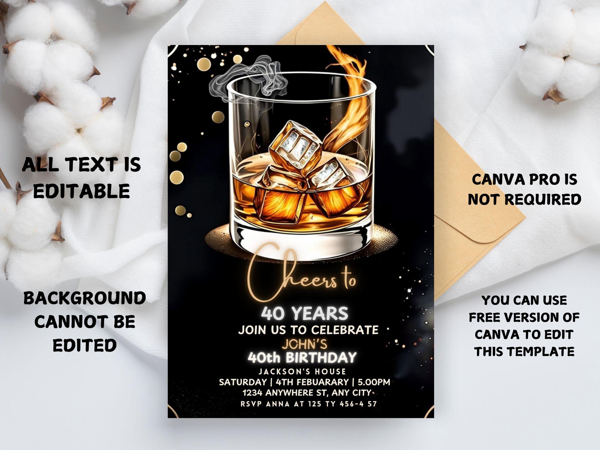 Whiskey Birthday Invitation, Surprise Party Adult, 30th 40th 50th Any ...