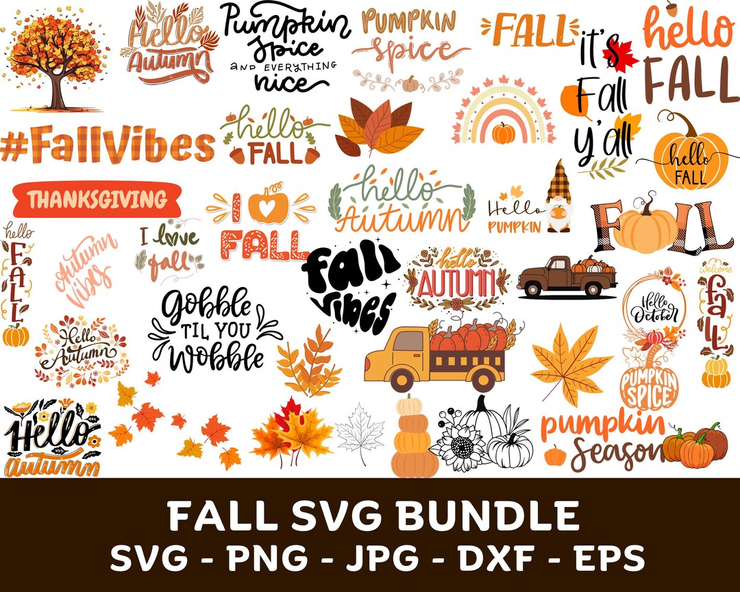 Autumn SVG Bundle: Fall Designs, Thanksgiving Quotes (digital Download ...