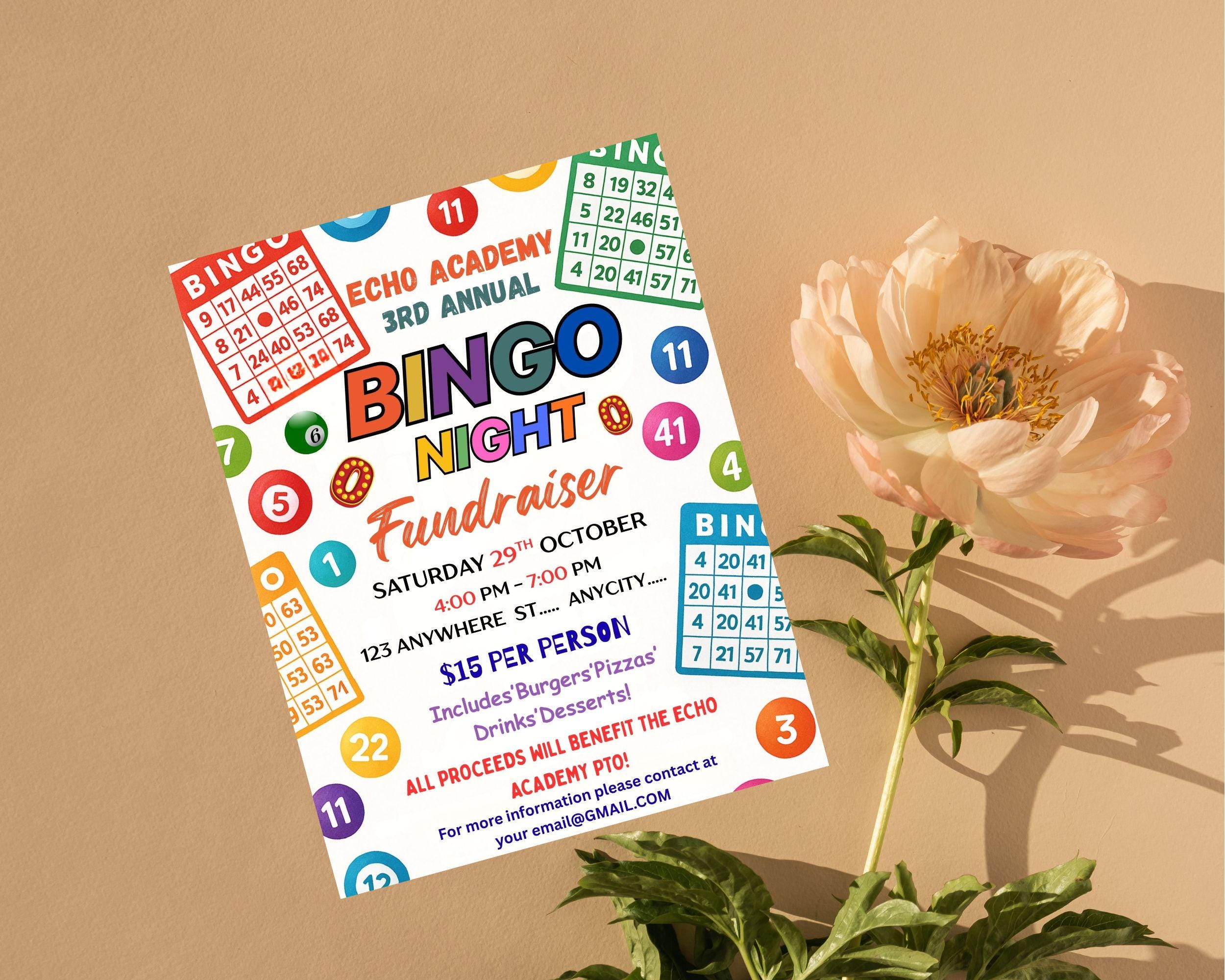 Bingo Night Flyer Template: Family Game Fundraiser (canva Editable ...
