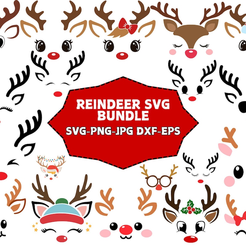 Caras de reno de navidad - Etsy México