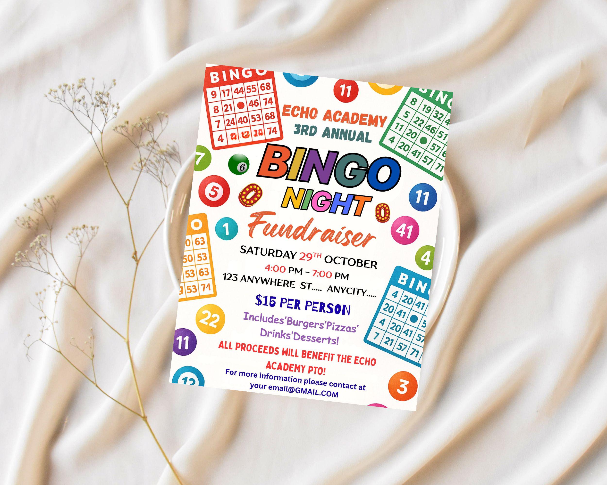 Bingo Night Flyer Template: Family Game Fundraiser (canva Editable ...