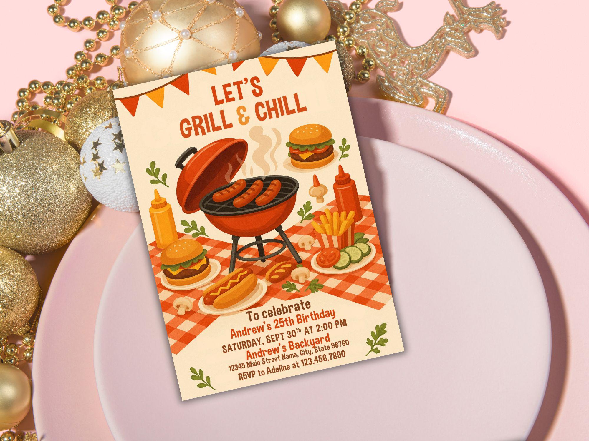 Editable Bbq Birthday Invitation Template, Barbeque Birthday Invitation ...