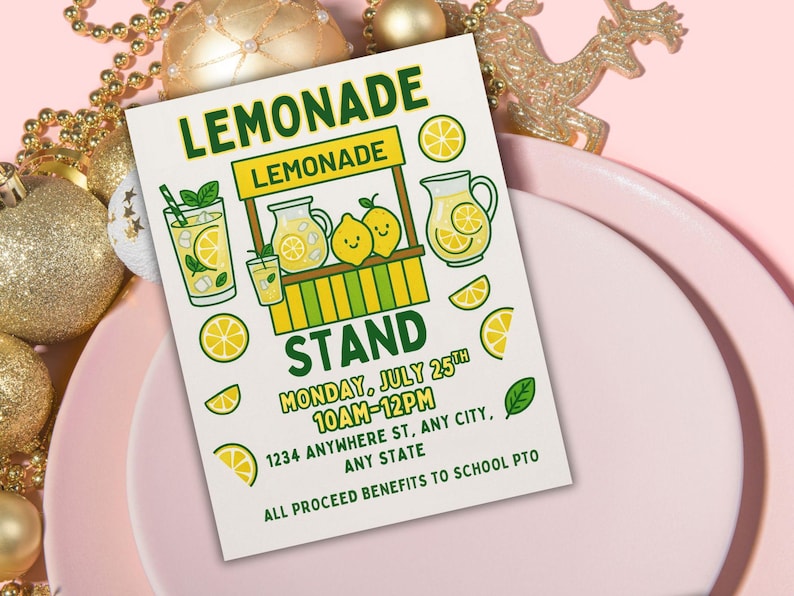 Editable Lemonade Stand Sign: Printable Summer Fundraiser Flyer (canva ...