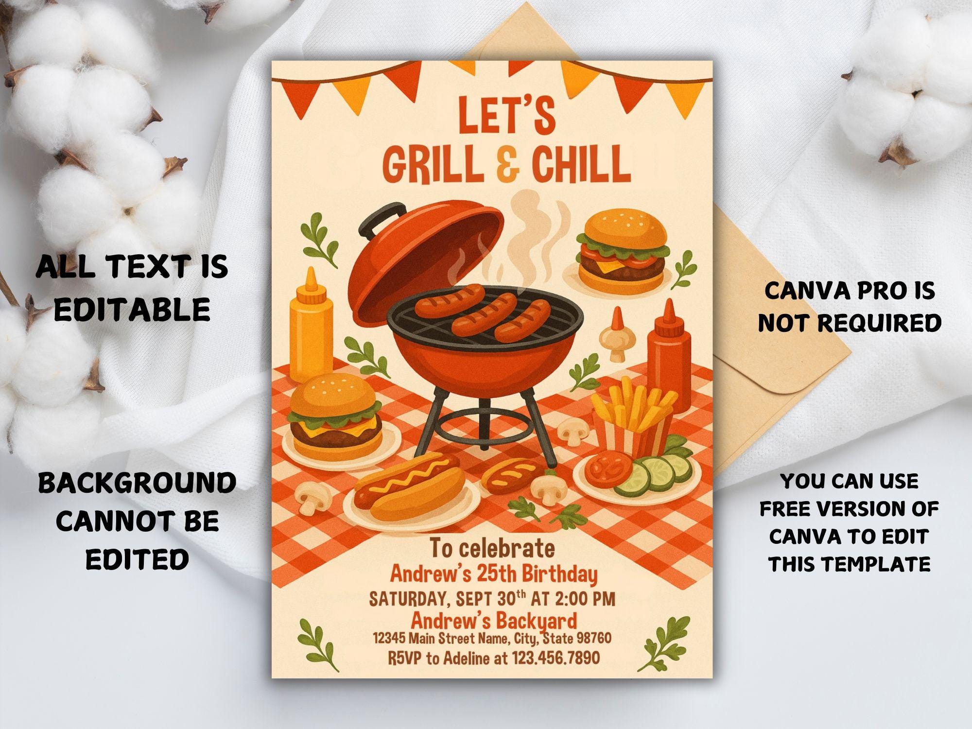 Editable Bbq Birthday Invitation Template, Barbeque Birthday Invitation ...