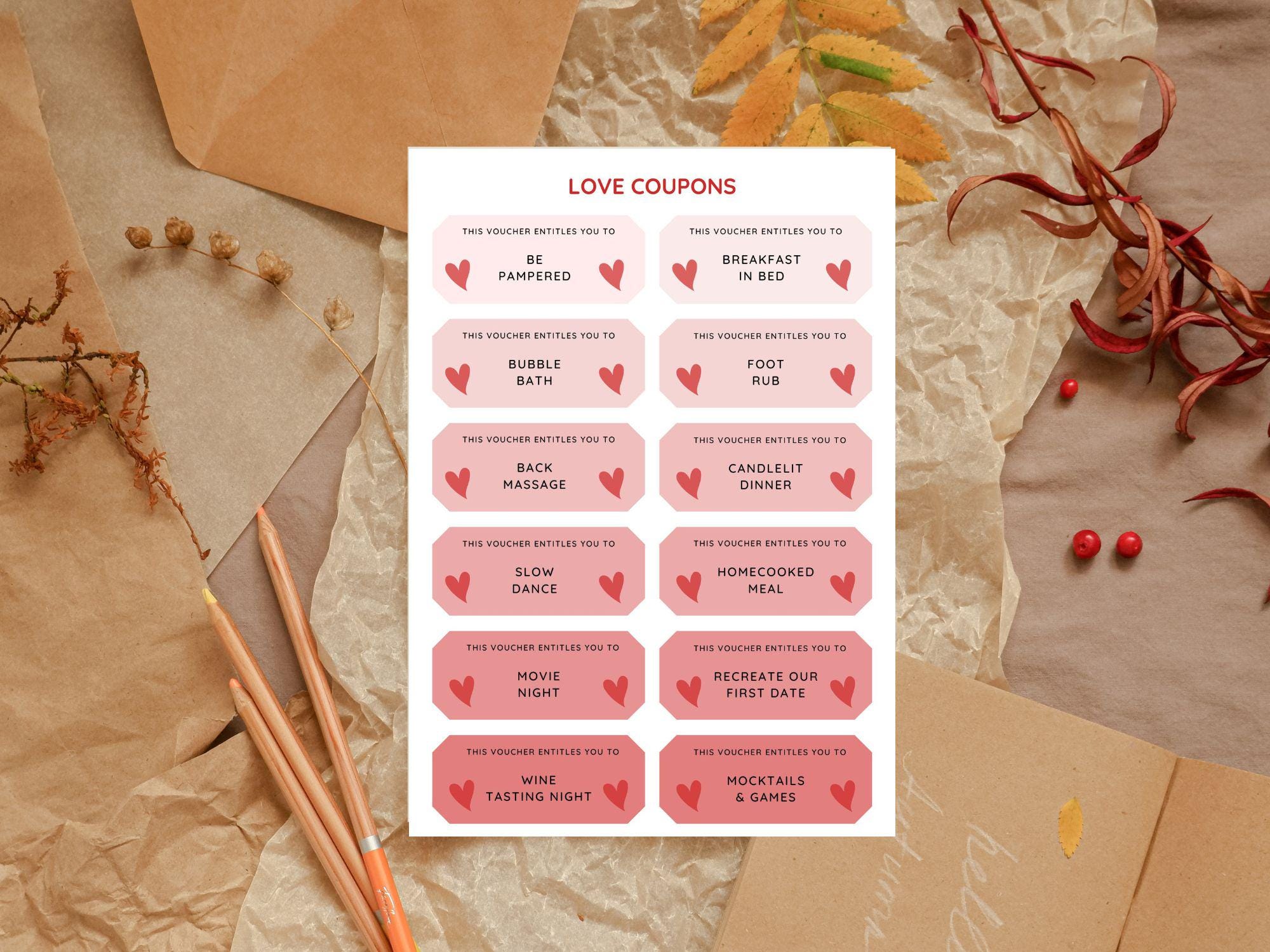Editable Printable Love Coupons Book Template -anniversary or Valentine ...