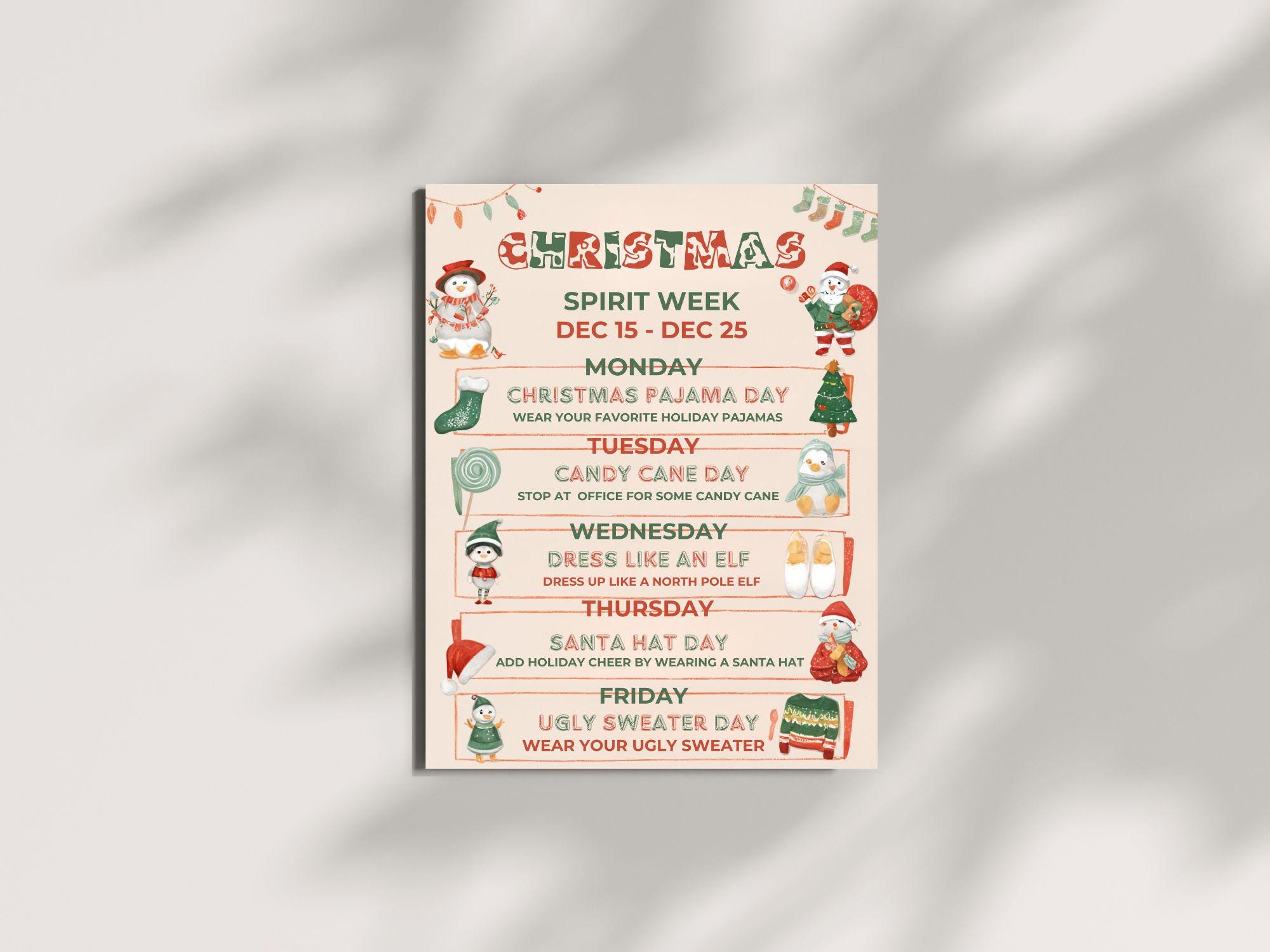 Christmas Spirit Week Flyer: School PTO Events (editable in Canva) - Etsy
