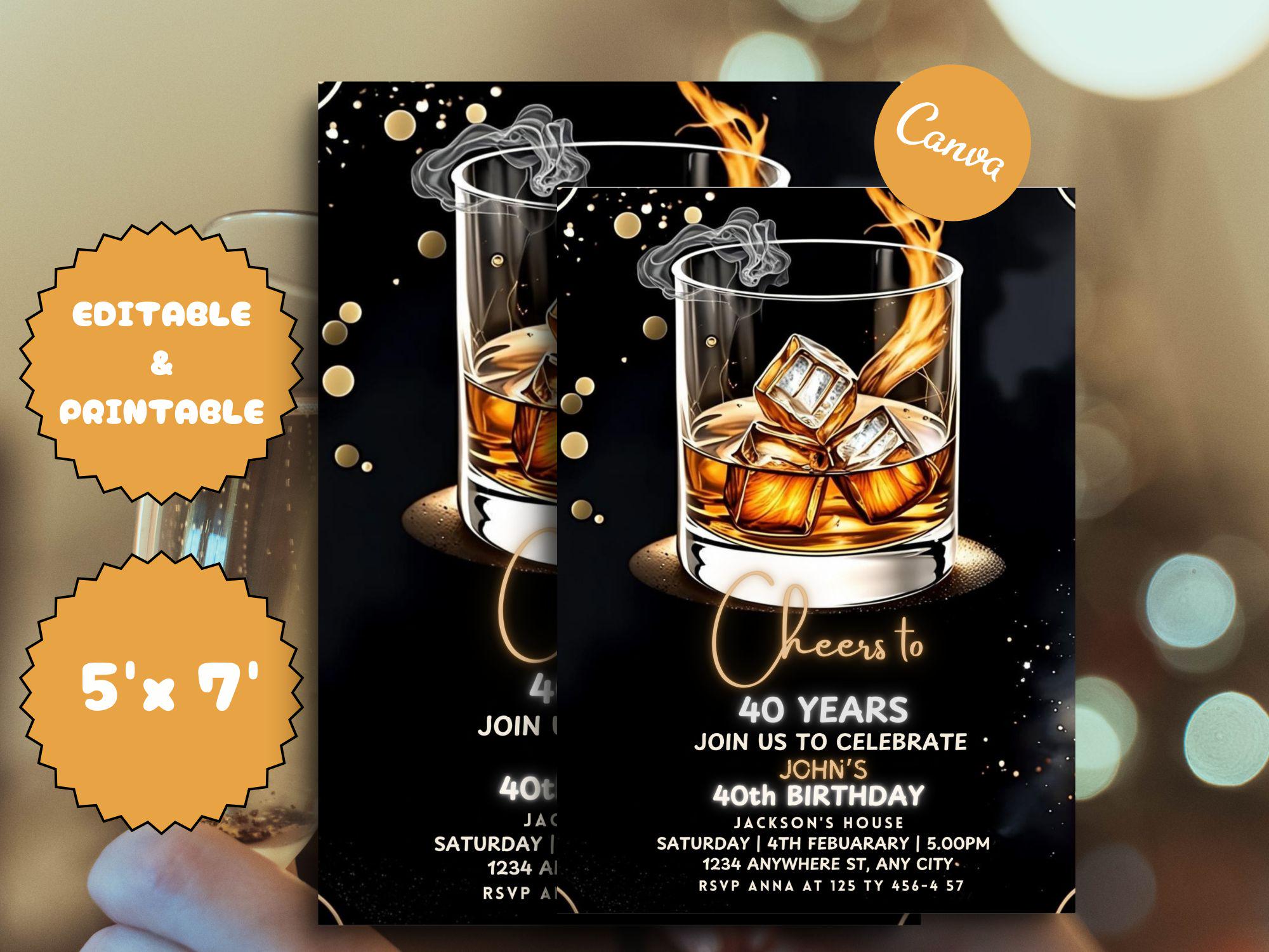 Whiskey Birthday Invitation, Surprise Party Adult, 30th 40th 50th Any ...