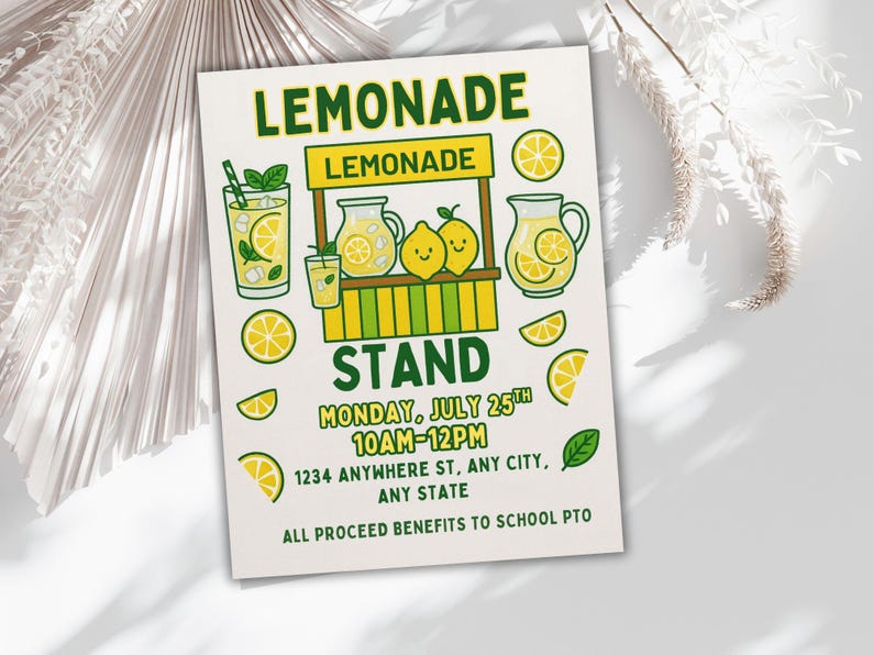 Editable Lemonade Stand Sign: Printable Summer Fundraiser Flyer (canva ...