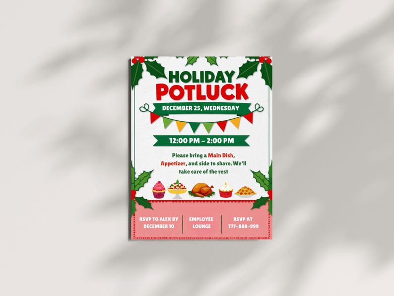 Editable Christmas Potluck Flyer Template (8.5"x11") - Etsy