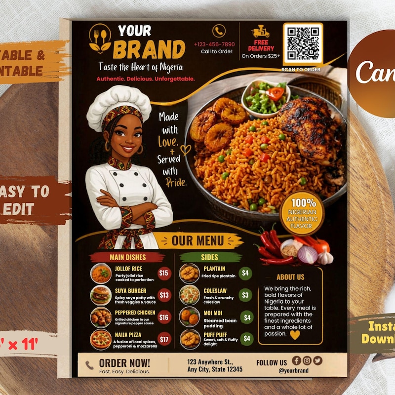 African Menu Template - Etsy UK