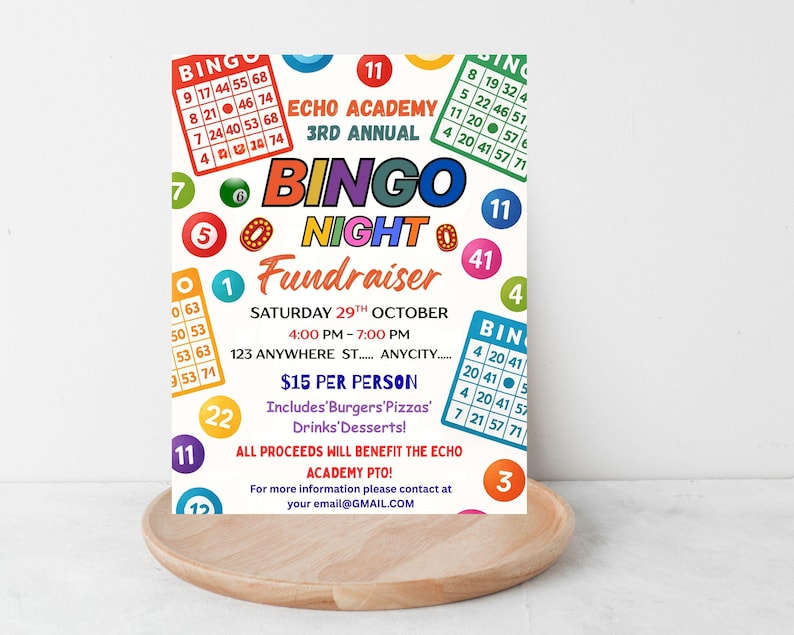 Bingo Night Flyer Template: Family Game Fundraiser (canva Editable ...