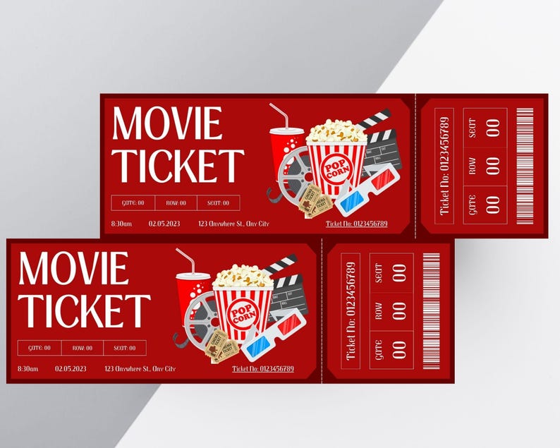 Editable Movie Night Ticket Template: Surprise Gift (digital Download ...