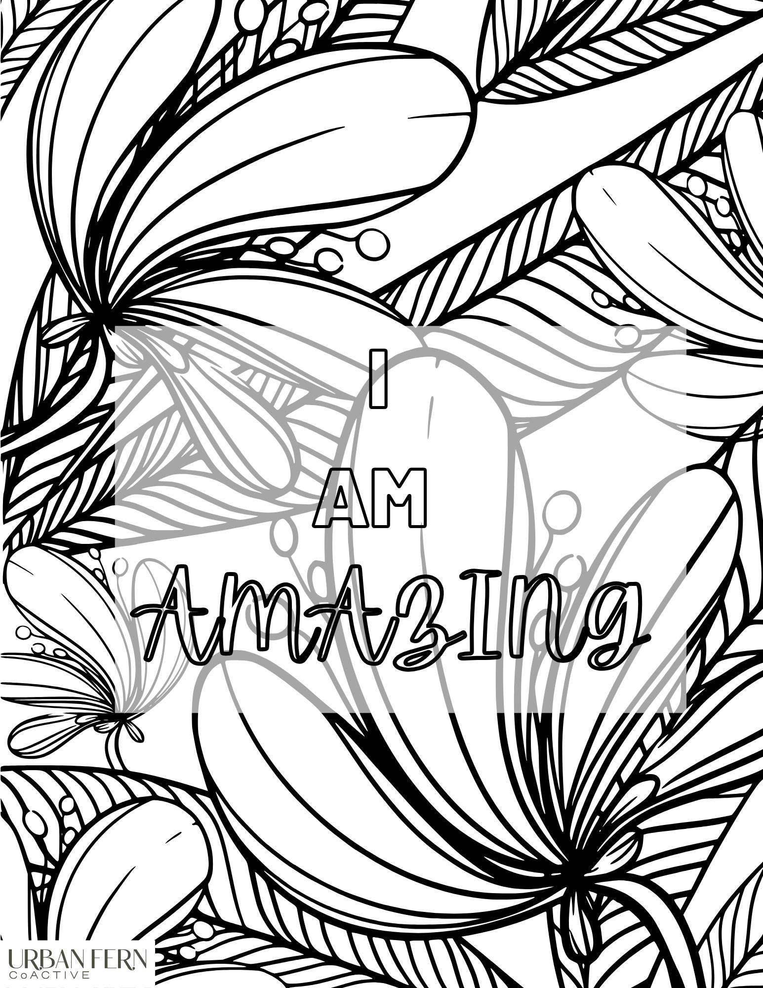 I Am Amazing Coloring Page, Mental Health, Wellness, Self-care ...