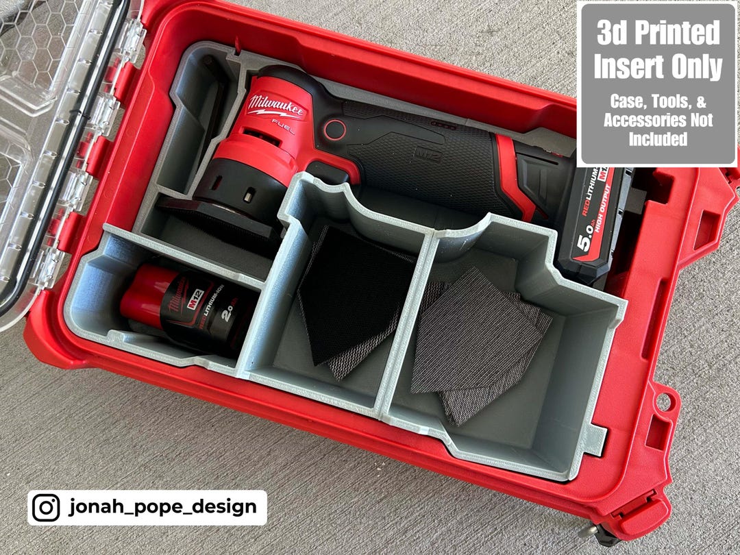 Jonah Pope Design 3d Printed Insert Designed for Milwaukee Packout Organizer and M12 Orbital ...