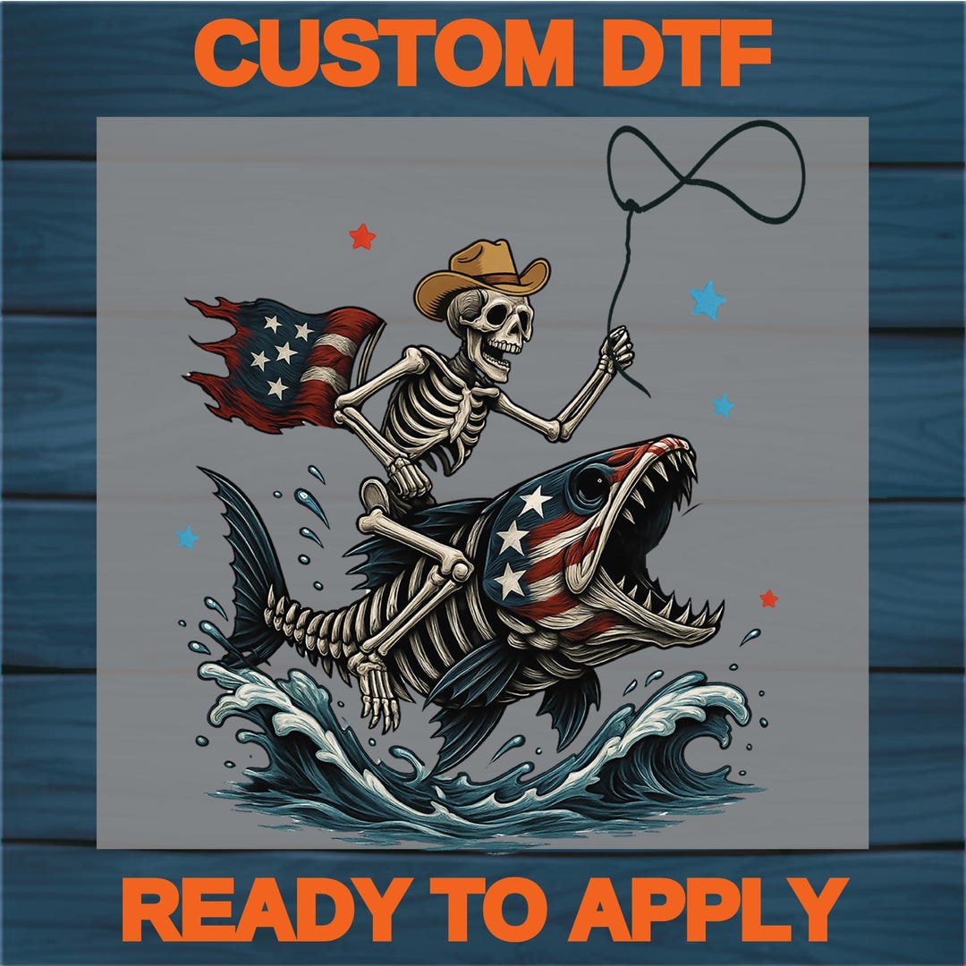 Patriotic Skeleton Cowboy DTF Transfer: USA Flag 4th of July Heat ...