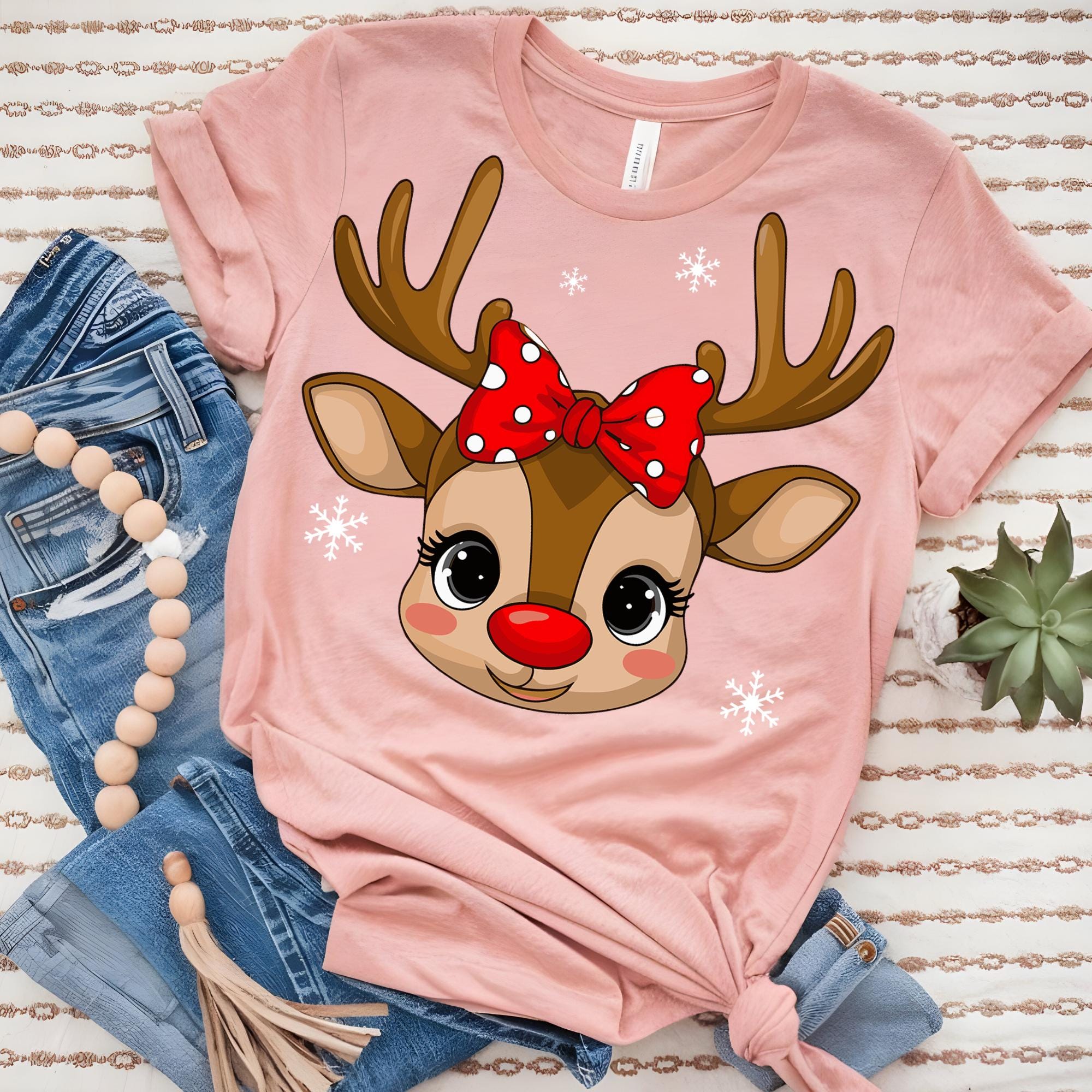 Christmas Reindeer Girl DTF Heat Transfer: Easy Apply Xmas Design - Etsy