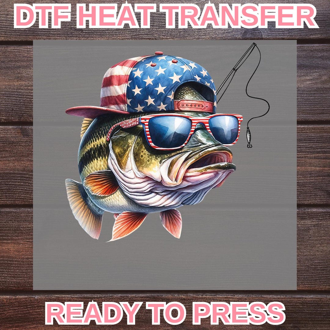 Catfish DTF Heat Transfer, Patriotic Fish Hunter Design - Etsy