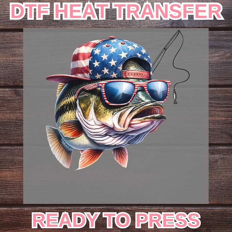 Catfish DTF Heat Transfer, Patriotic Fish Hunter Design - Etsy