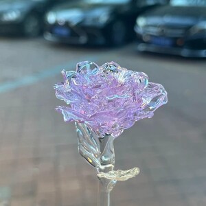 One-of-a-kind Handmade Light Purple Glass Rose, Handmade Blown Glass ...