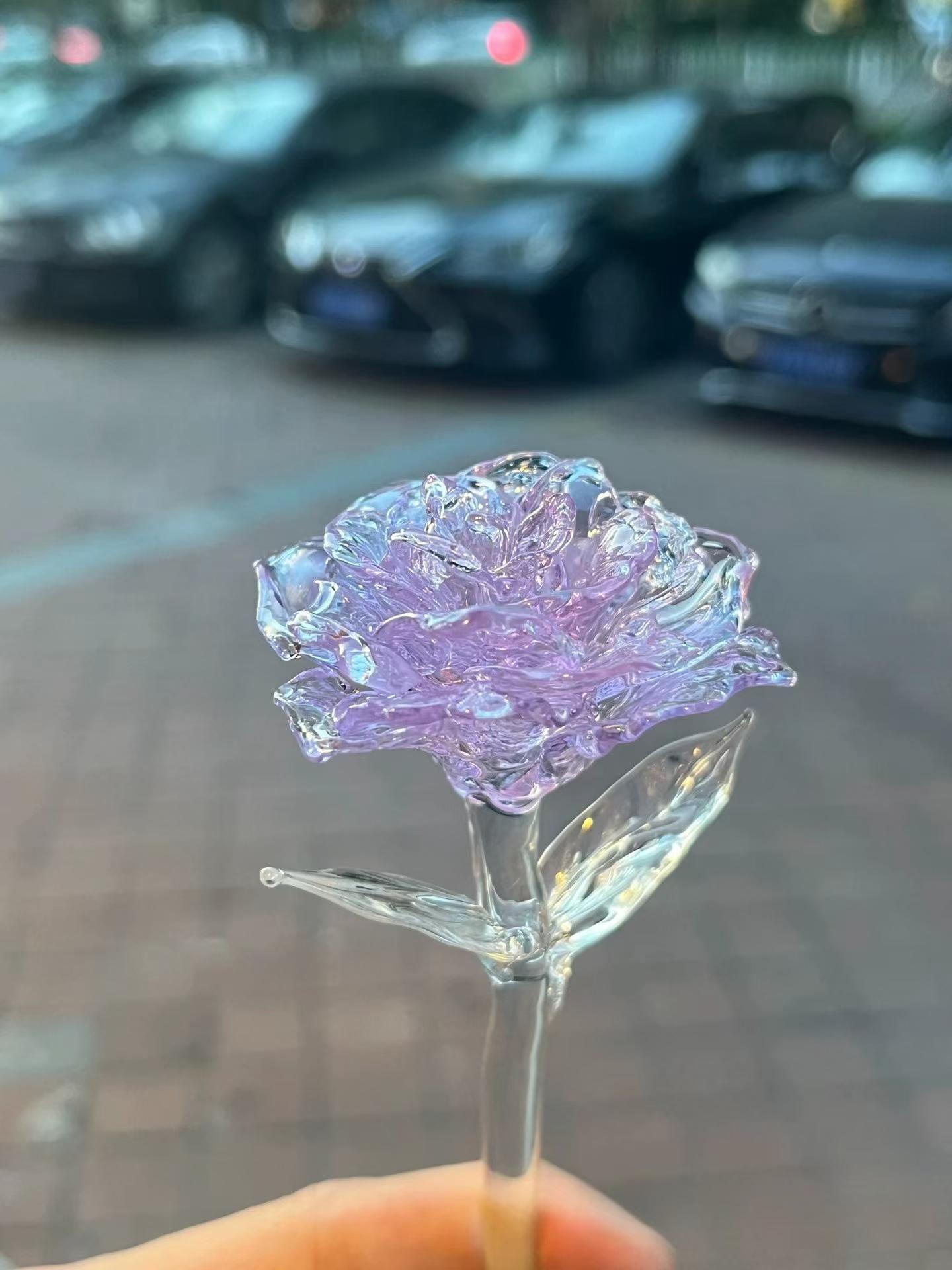 One-of-a-kind Handmade Light Purple Glass Rose, Handmade Blown Glass ...